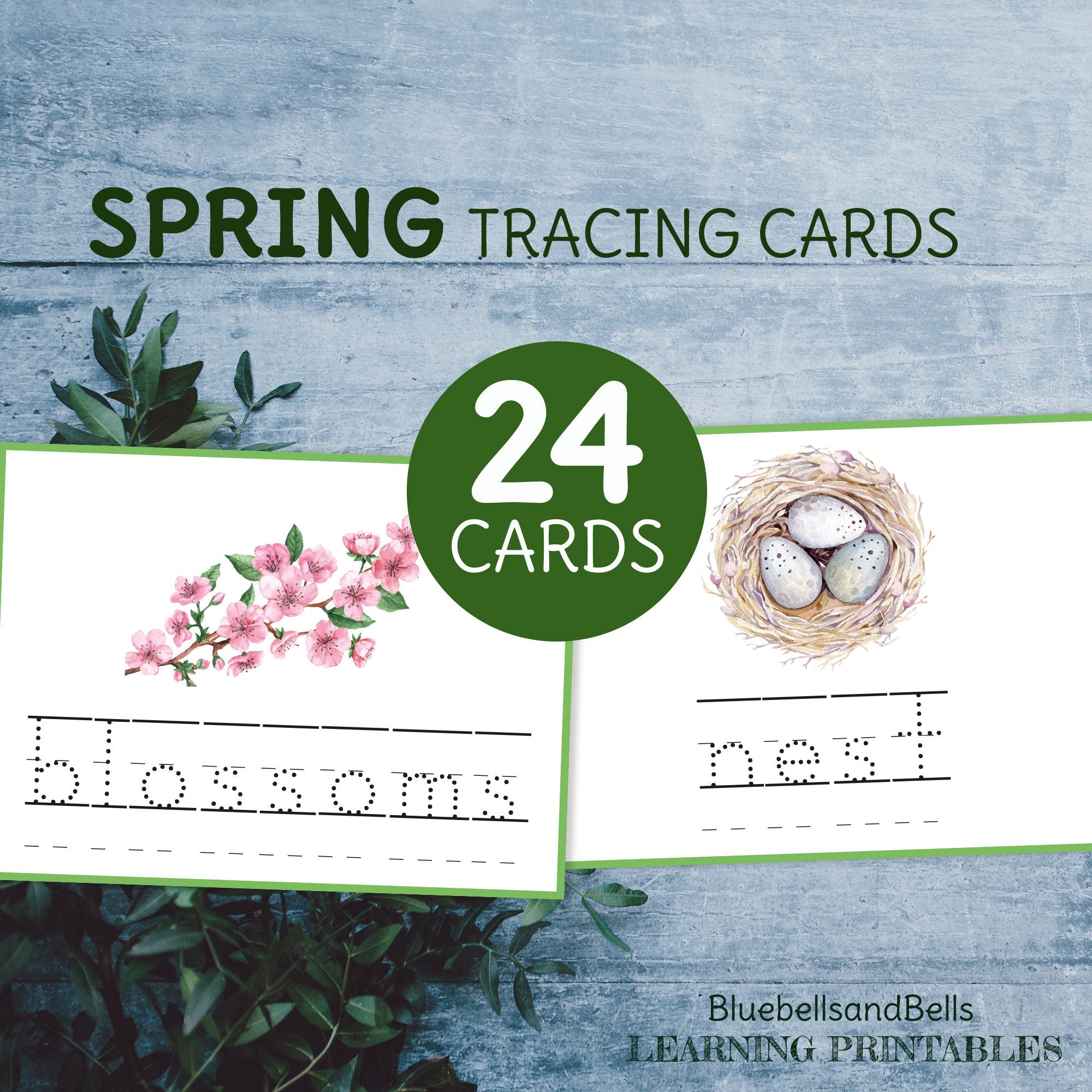 Spring Preschool Printable Word Tracing Cards. Kindergarten Handwriting ...
