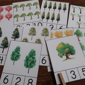 Trees Count and Clip Cards 1-10. Montessori Printable. Preschool Math ...