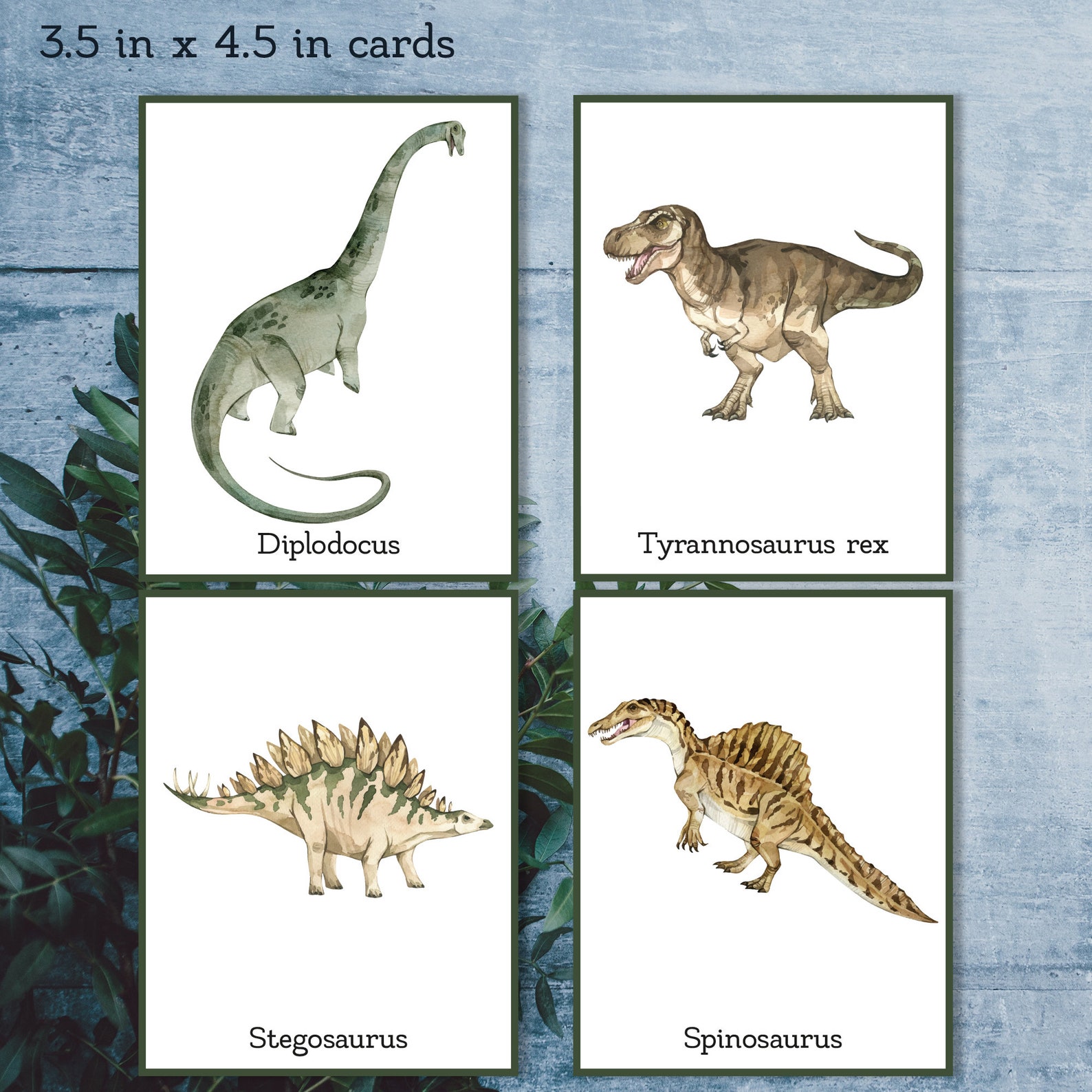 Dinosaur Cards and Poster. Toddler Watercolor Printable. - Etsy