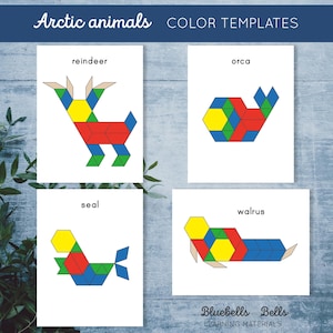 Arctic Animals Pattern Blocks Templates. Antarctic Animals Shape ...