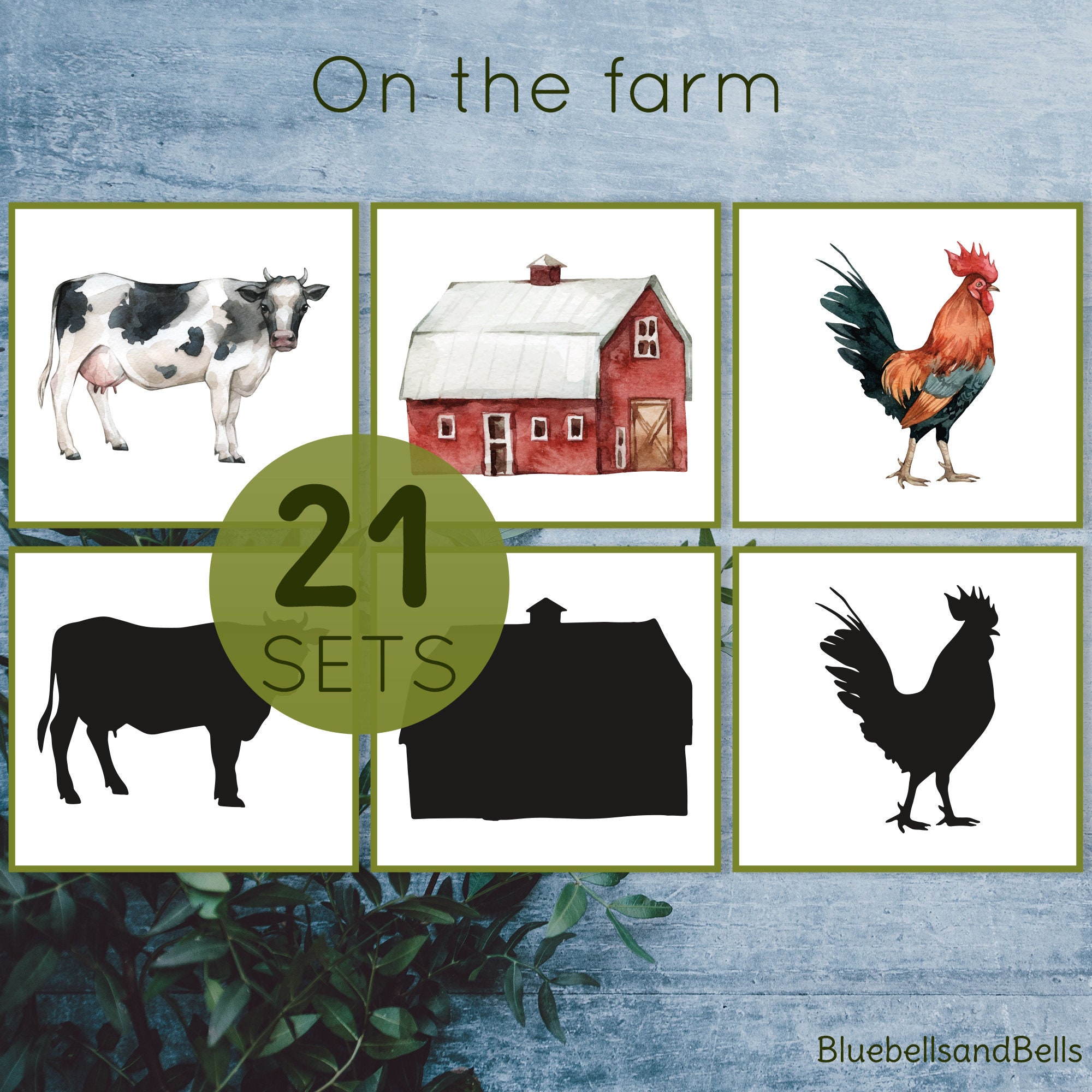 Farm Animal Shadow Matching Cards. Toddler Montessori - Etsy Australia