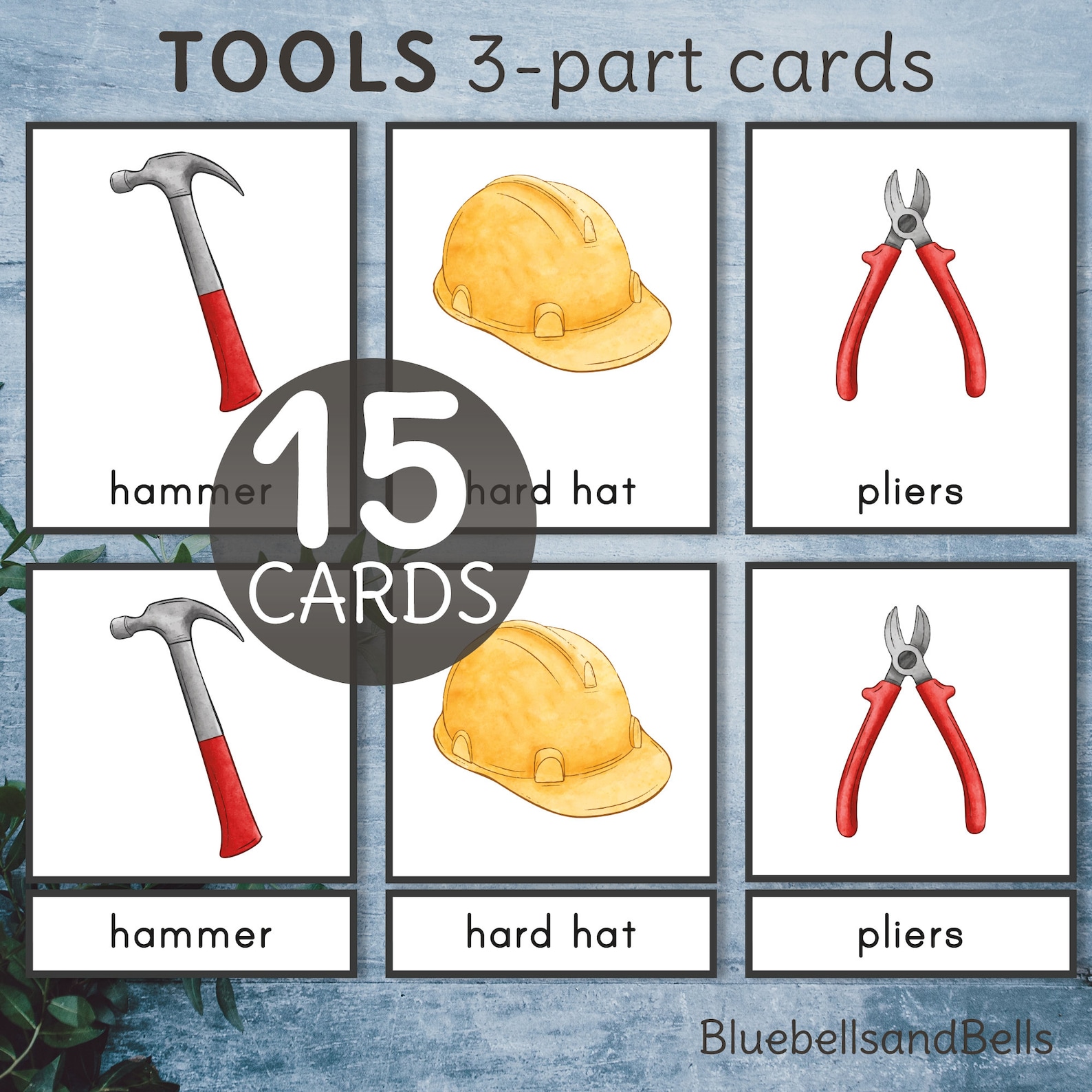 Tools Montessori Printable Three Part Cards. Preschool and | Etsy