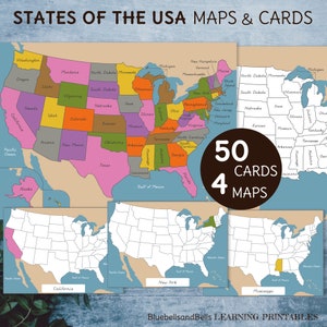 United States Montessori Maps and Cards. - Etsy