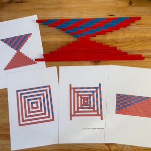Montessori Printable Red Rods and Number Rods Patterns. Sensorial ...