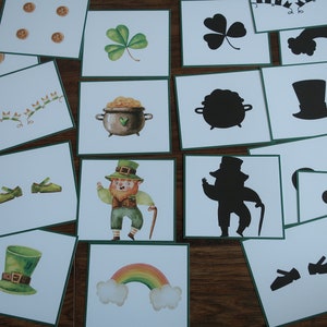 St. Patrick's Day Preschool Printable Shadow Matching Cards. Montessori ...