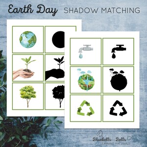 Earth Day Shadow Matching Cards. Montessori Preschool Printable ...
