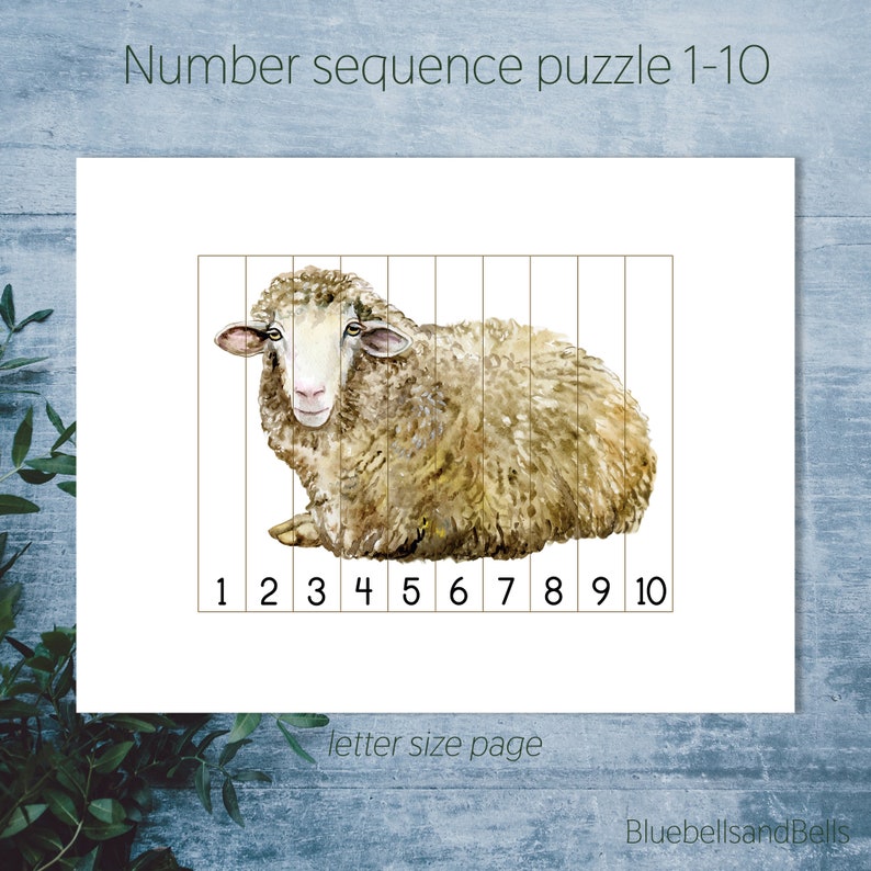 Farm Animal Number Sequence Puzzles 1-10. Preschool Math - Etsy