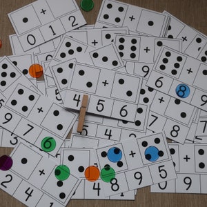 Addition Printable Clip Cards. Preschool Math Worksheets. Kindergarten ...