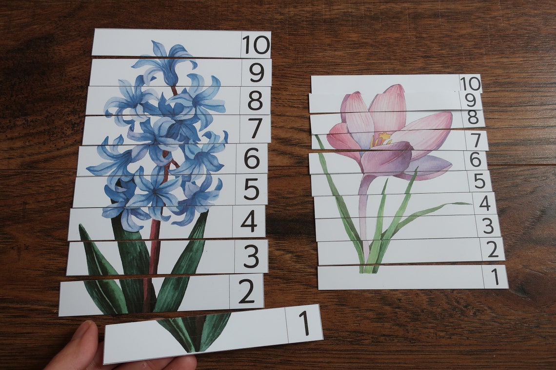 Flower Number Puzzles 1-10. Montessori Spring Printable. - Etsy