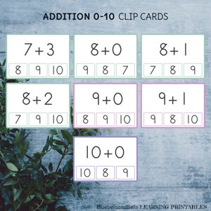 Addition Clip Cards 1-10. Simple Addition Printable for Kindergarten ...