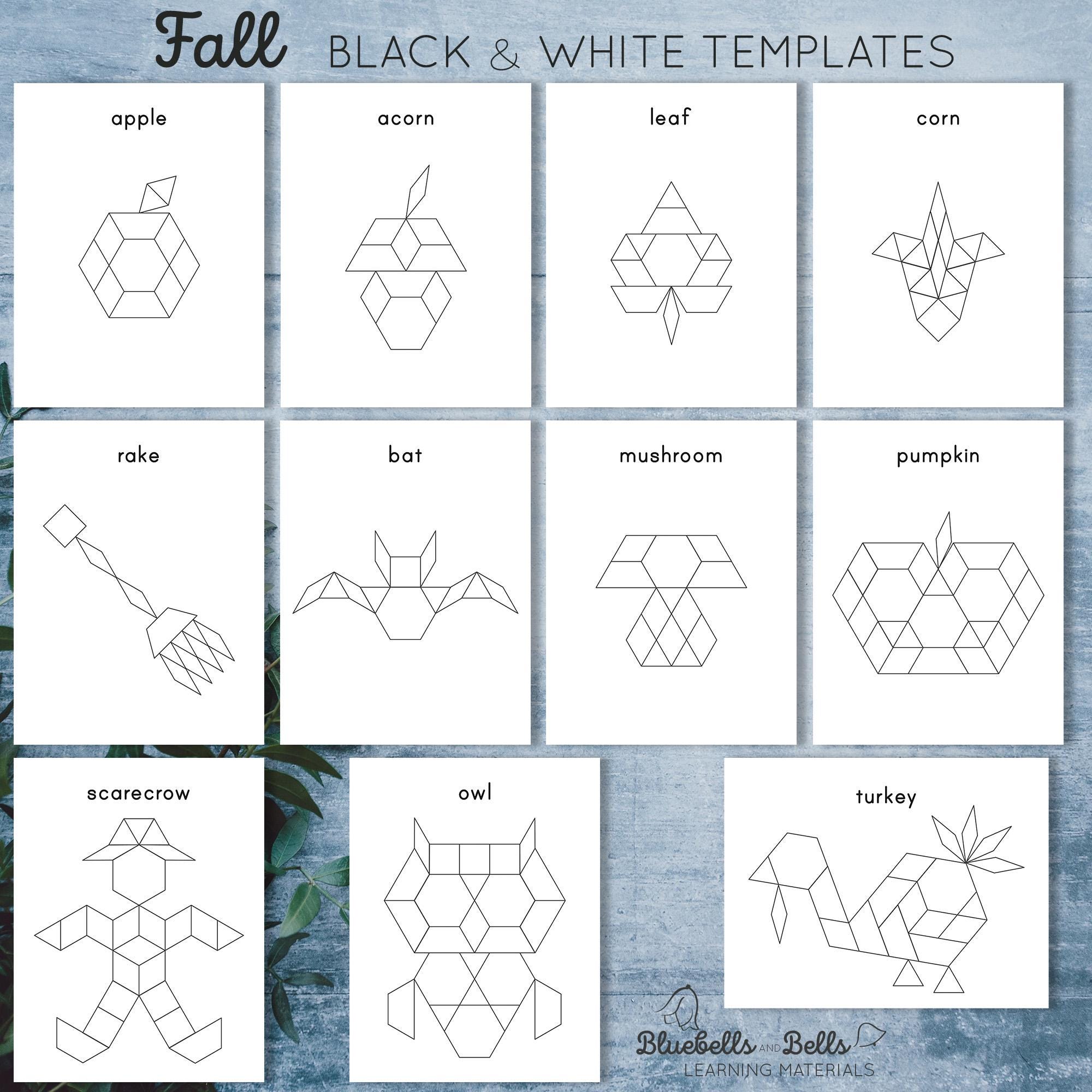 Fall Pattern Blocks Templates. Preschool and Kindergarten Printable ...
