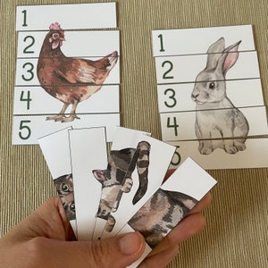 Farm Animals Puzzle Number Sequence 1-5. Montessori Toddler Printable ...