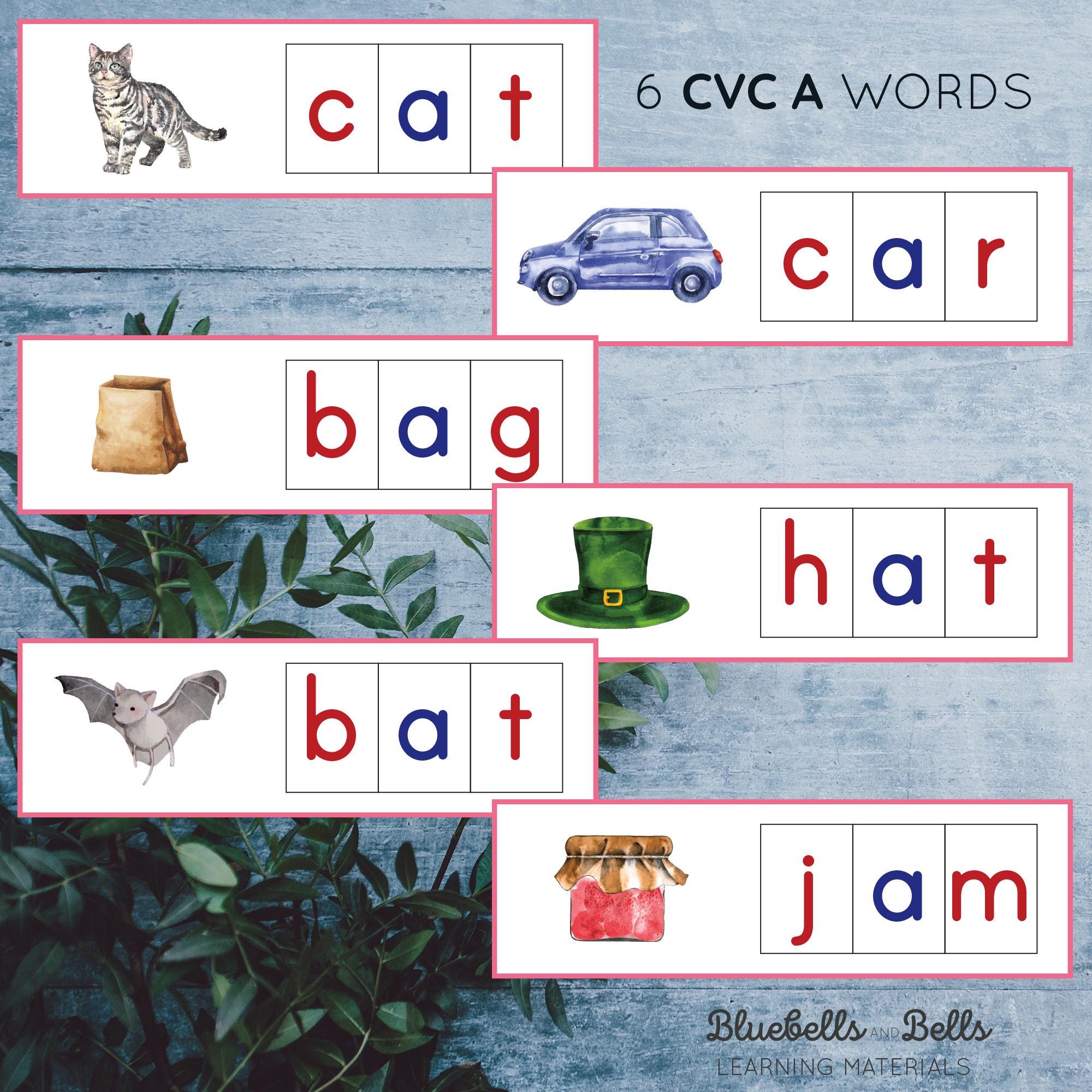 Montessori Printable Moveable Alphabet and CVC Word Matching Cards ...