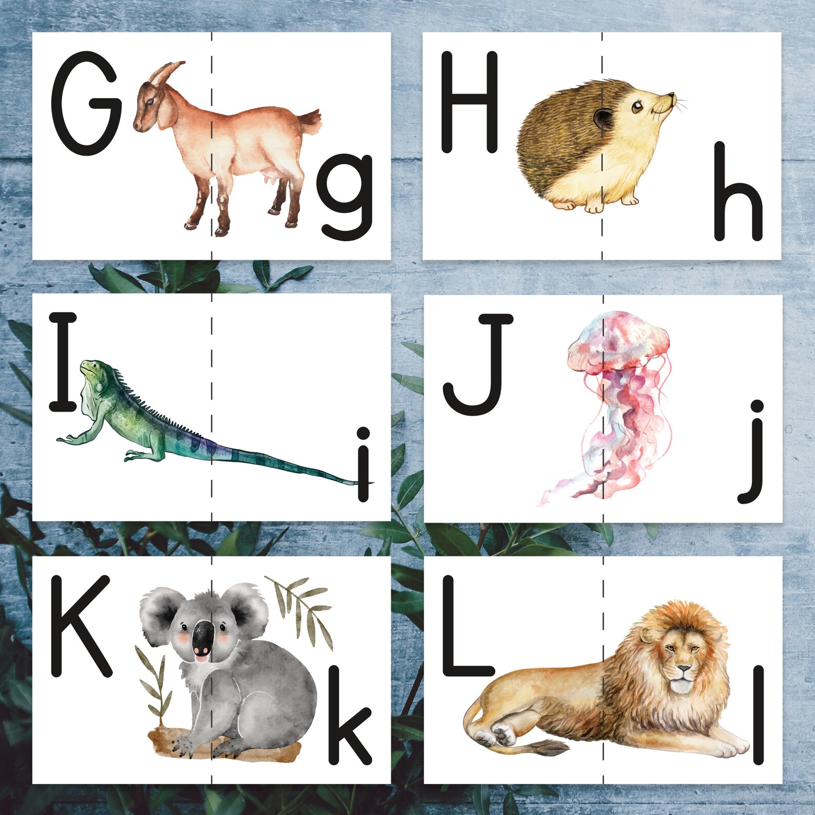 Printable Alphabet Puzzle. Toddler Watercolor Letter Cards. - Etsy