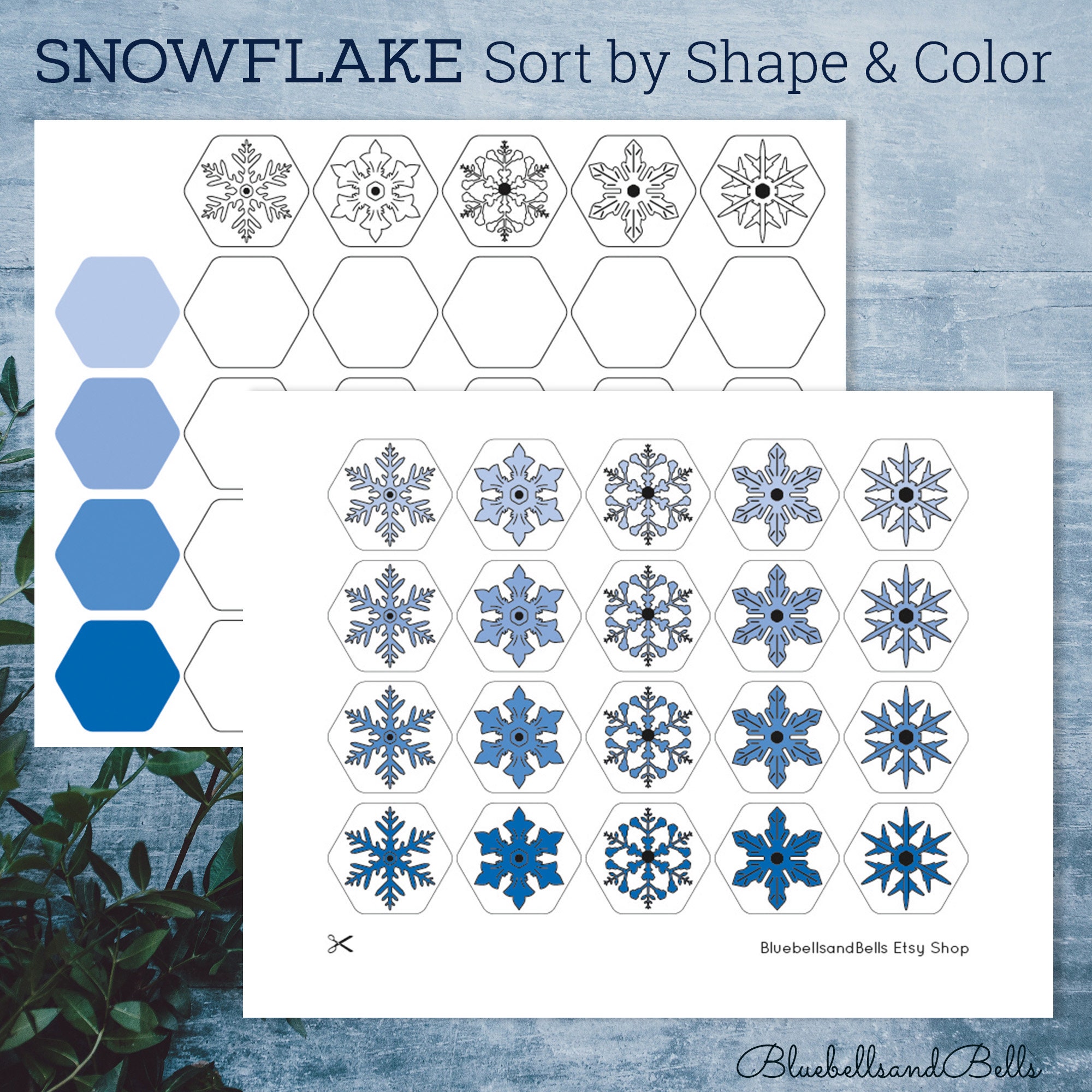 Winter Montessori Printable Snowflake Sorting Activity. Sort by Color ...