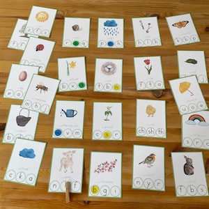 Tarjetas de fonética imprimibles Montessori de primavera. Actividad de ...