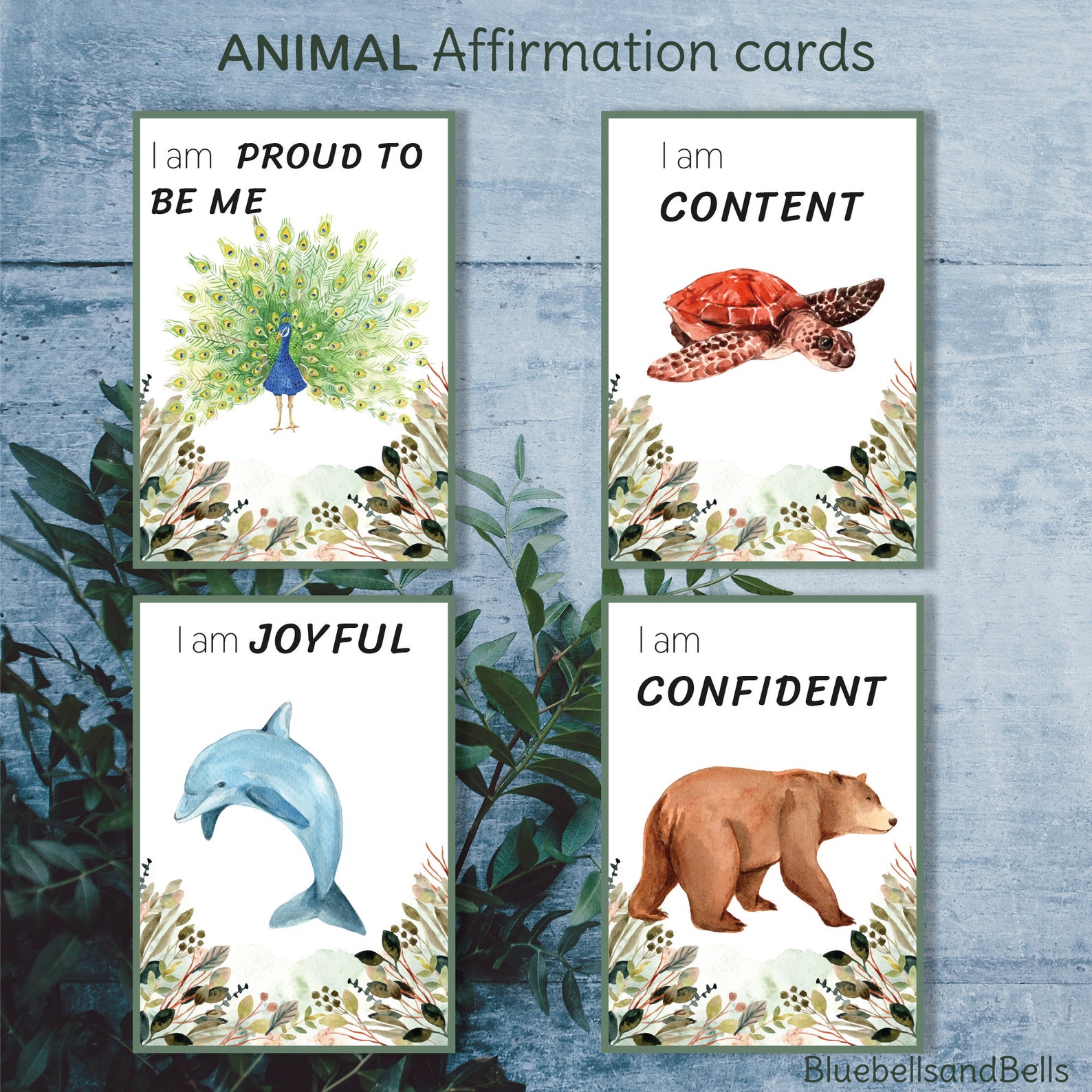 Animal Positive Affirmations Cards. Watercolor Kids Printable - Etsy