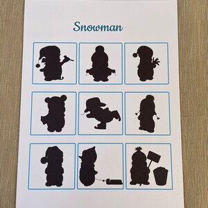 Winter Toddler Printable Snowman Shadow Matching Activity. Montessori ...