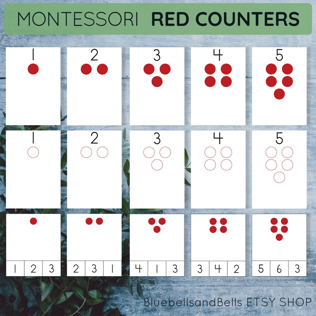 Montessori Printable Red Counters Activities. Toddler and Preschool ...