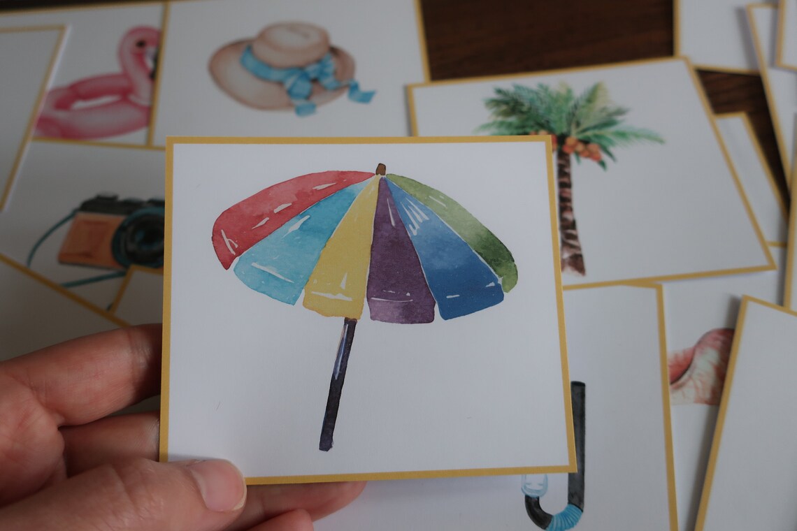 Summer toddler printable shadow matching cards. Montessori | Etsy
