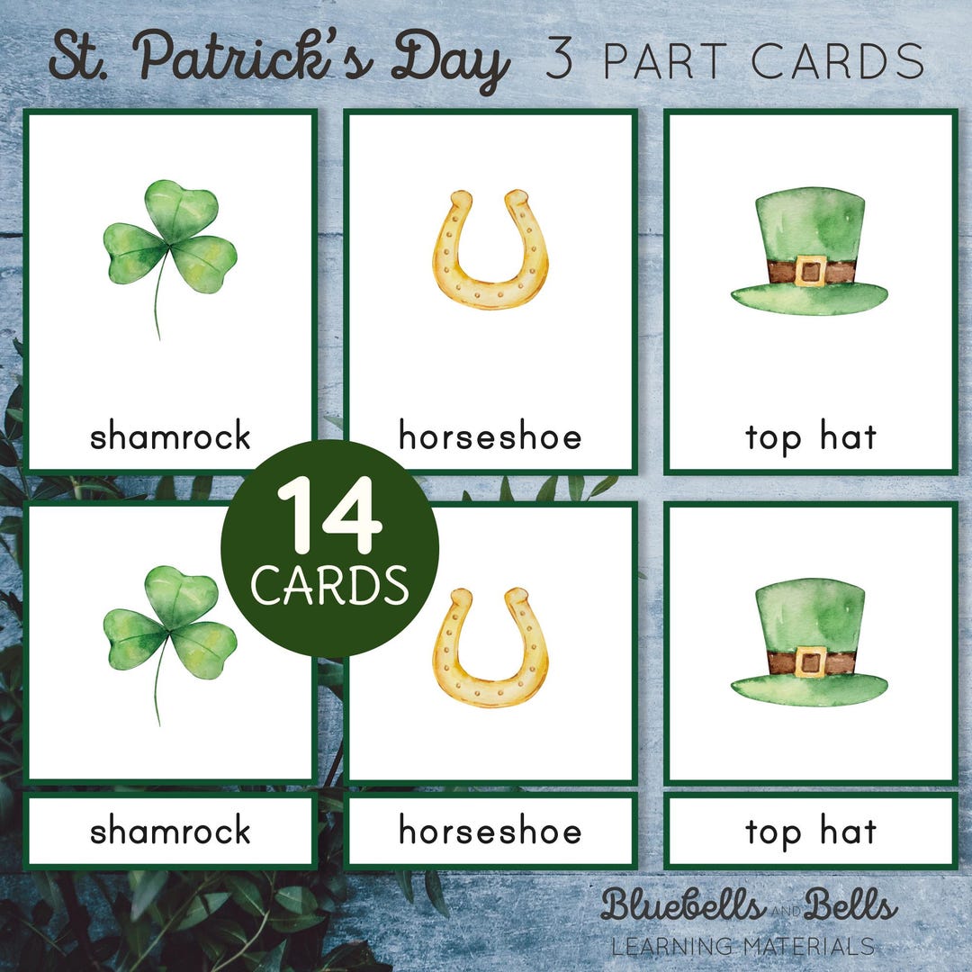 St. Patrick's Day Montessori Printable 3-part Cards. Preschool and ...