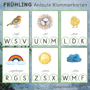 Montessori Anlaute Frühling Klammerkarten. Kindergarten Und Vorschule ...