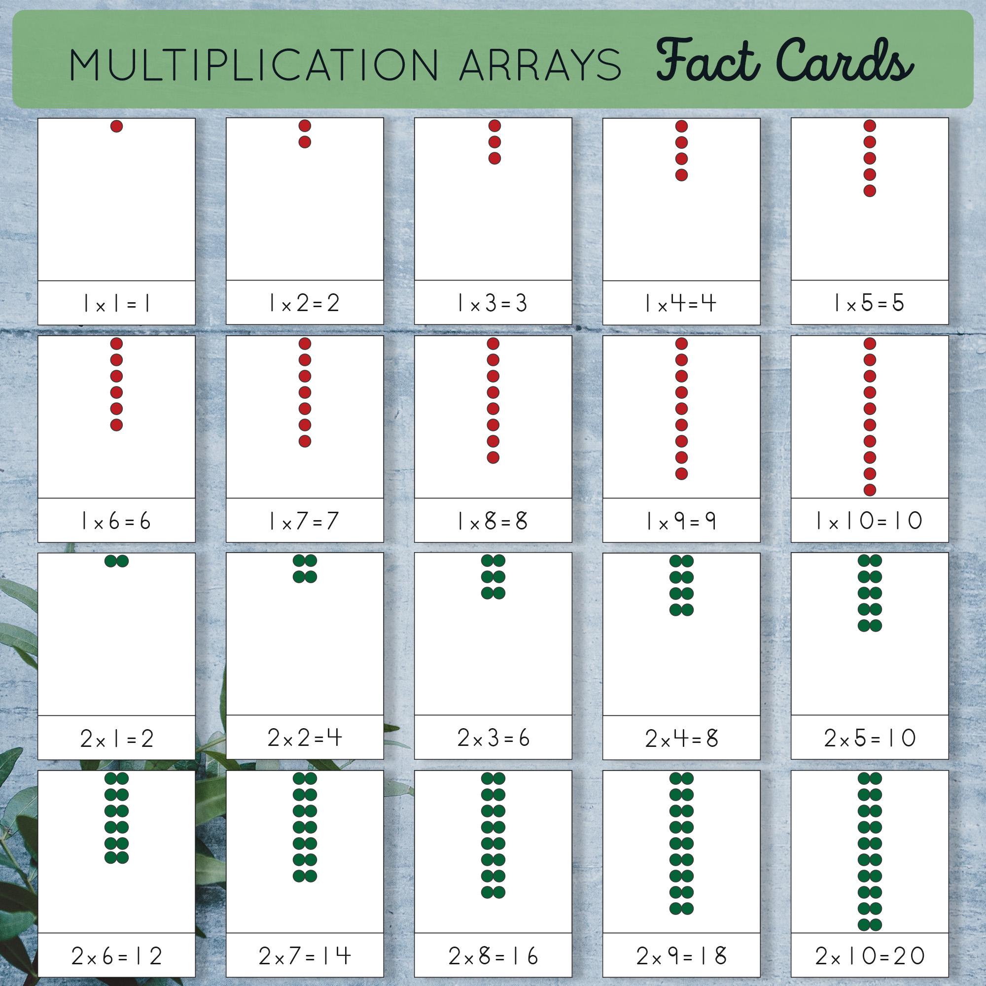 Montessori Bead Bars Multiplication Arrays Cards. Equal Groups ...