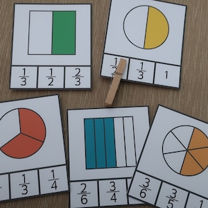 Fractions Preschool and Kindergarten Activities 1-6. Montessori 3-part ...