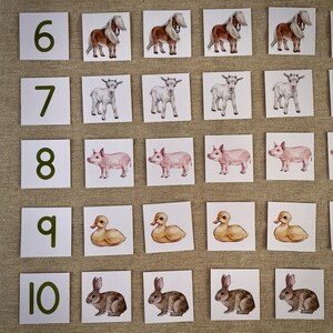Number Chart 1-10 Printable. Farm Animal Montessori Math Counters ...