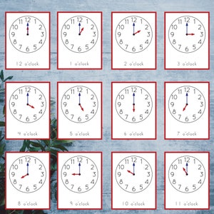 Telling Time Cards Second Level Words. Montessori Printable Clock ...