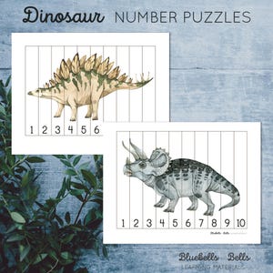 Dinosaur Puzzle Number Sequence 1-10. Montessori Preschool Printable ...