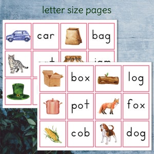 Montessori Printable CVC Word and Picture Matching Activity. Pink ...