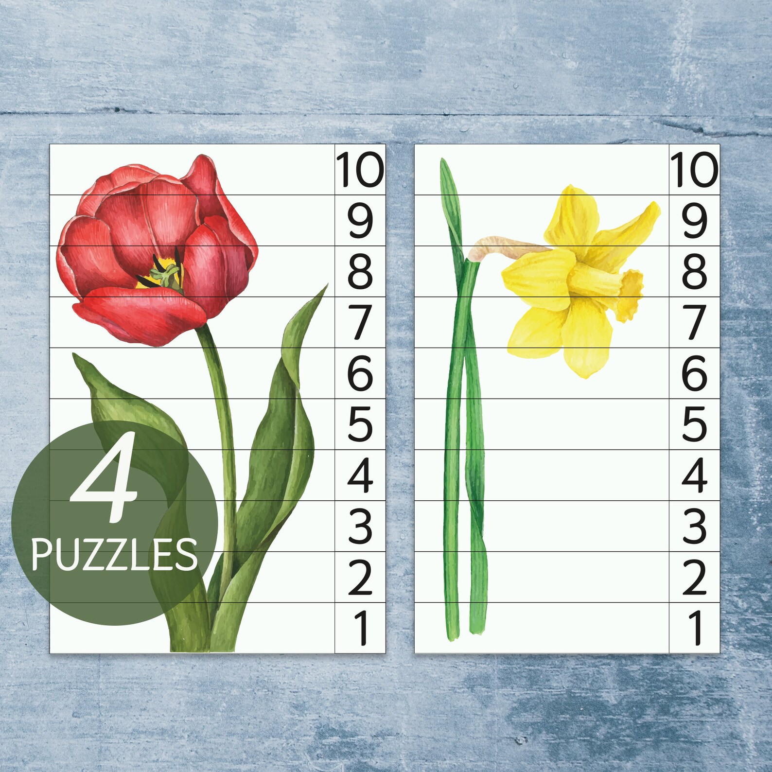 Flower Number Puzzles 1-10. Montessori Spring Printable. - Etsy