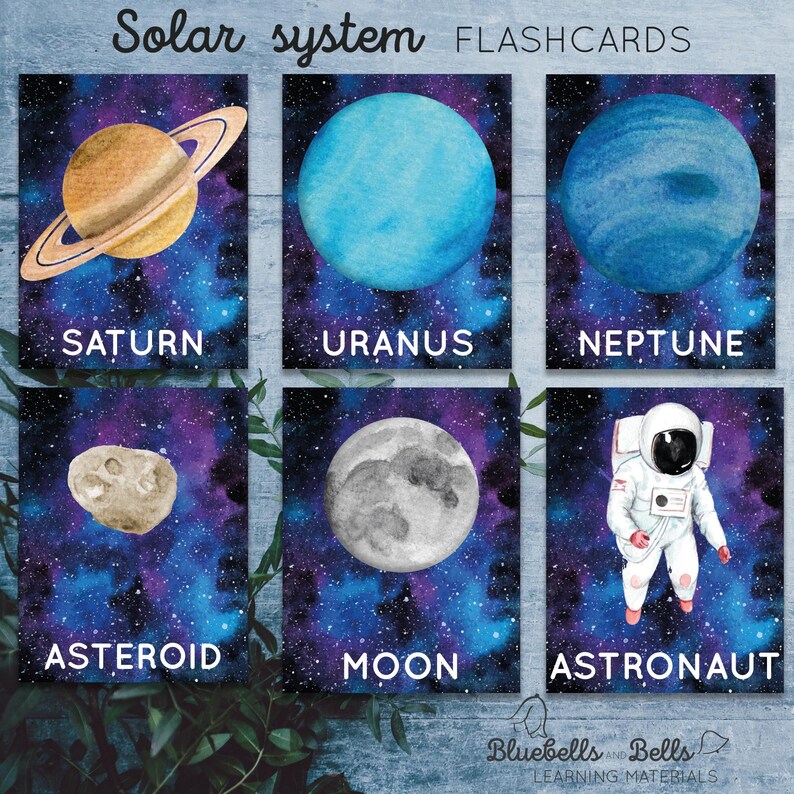 Solar System Printable Flashcards. Outer Space Cards Toddler. Planets ...