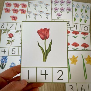 Flower Preschool Printable Count and Clip Cards 1-10. Montessori Spring ...