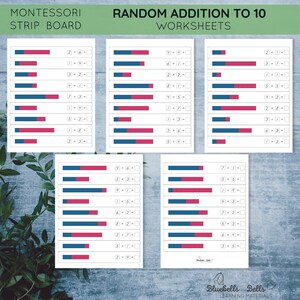 Montessori Addition to 10 Worksheets. Addition Strip Board Extension ...