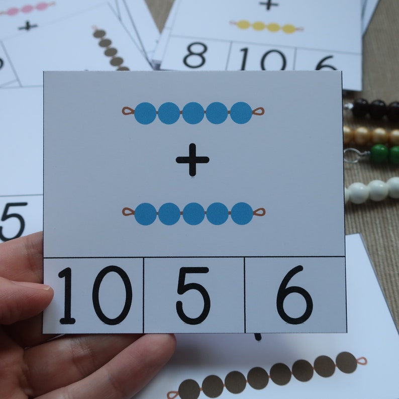 Montessori Addition Colored Beads Clip Cards. Montessori | Etsy