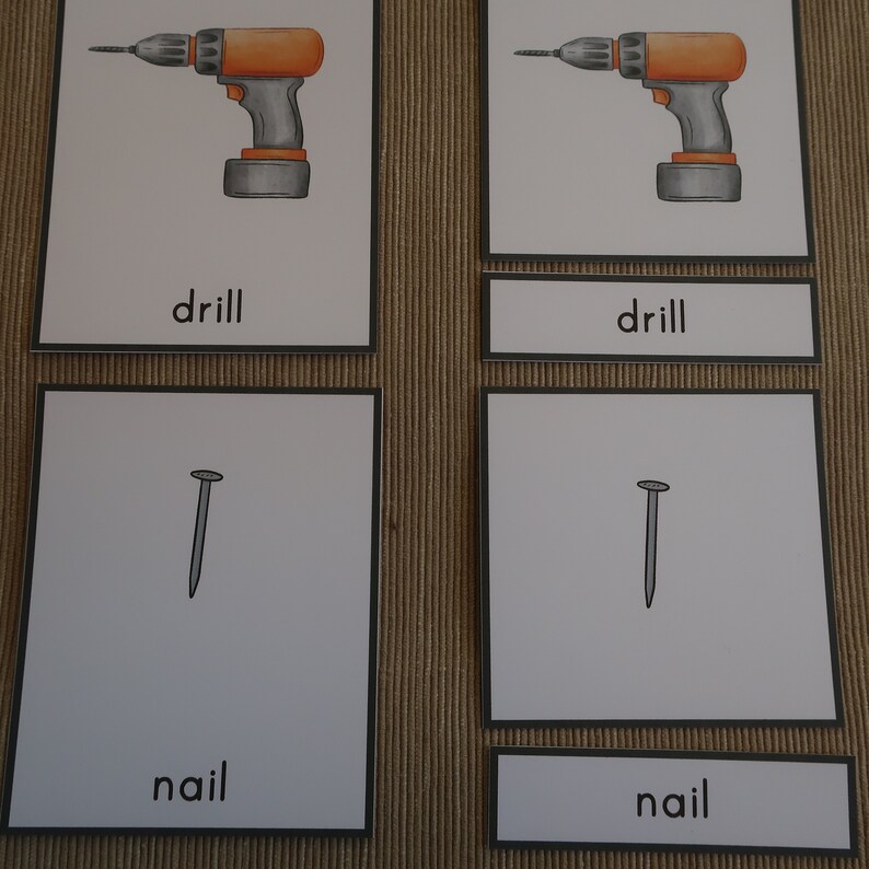 Tools Montessori Printable Three Part Cards. Preschool and Kindergarten ...