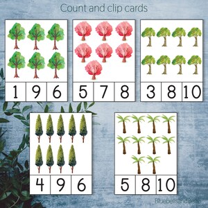 Trees Count and Clip Cards 1-10. Montessori Printable. Preschool Math ...