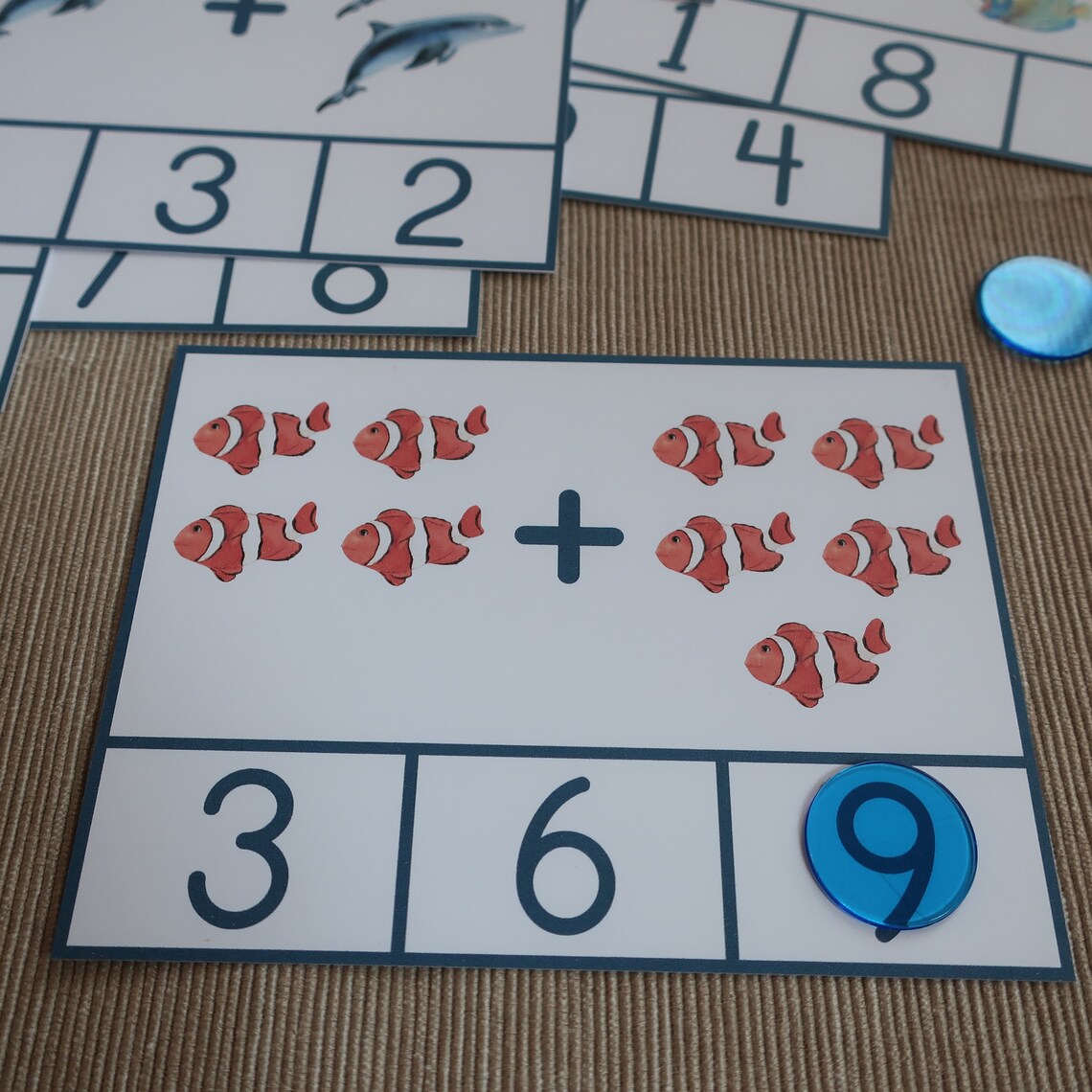 Ocean Addition Clip Cards. Montessori Math Printable. - Etsy