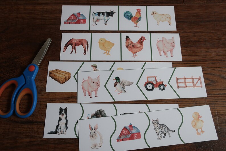 Farm animal cutting strips. Preschool scissor practice | Etsy