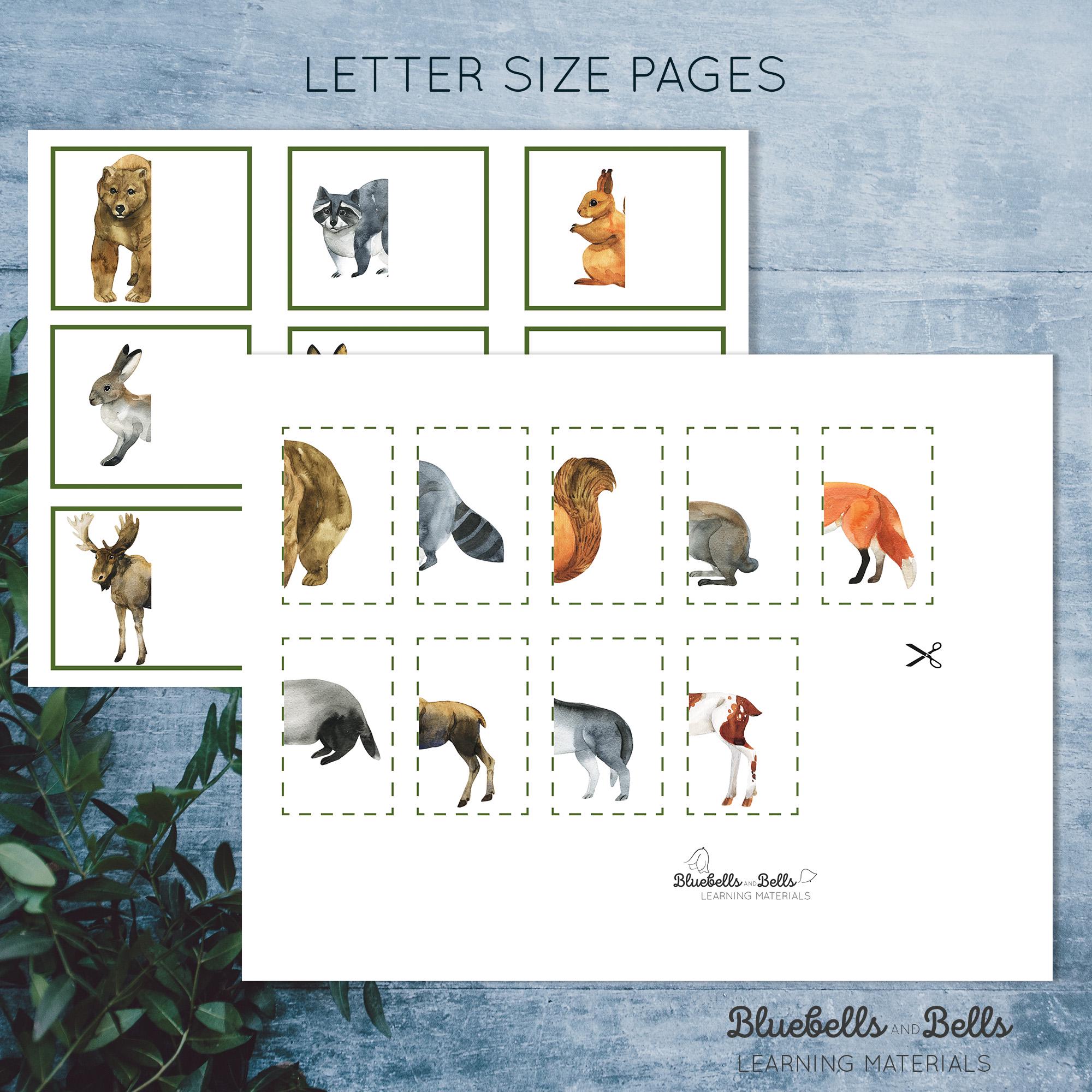 Woodland Animals Puzzle Printable. Montessori Halves Matching Activity ...