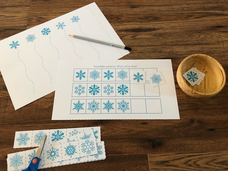 Snowflake Preschool Activities. Montessori Winter Printable. | Etsy