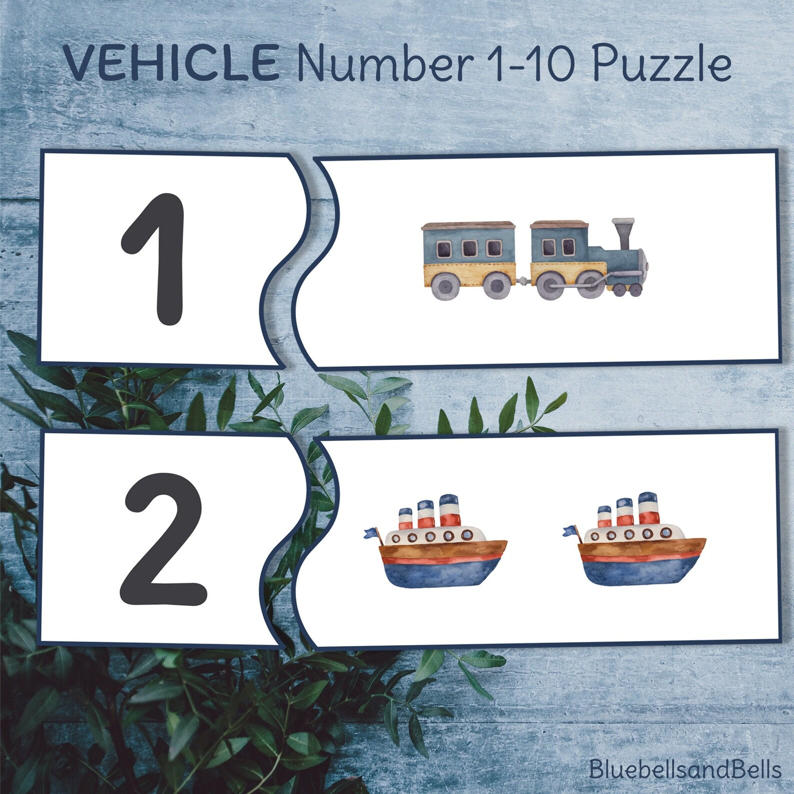 Vehicle Number Matching Printable Puzzle. Transport Counting - Etsy