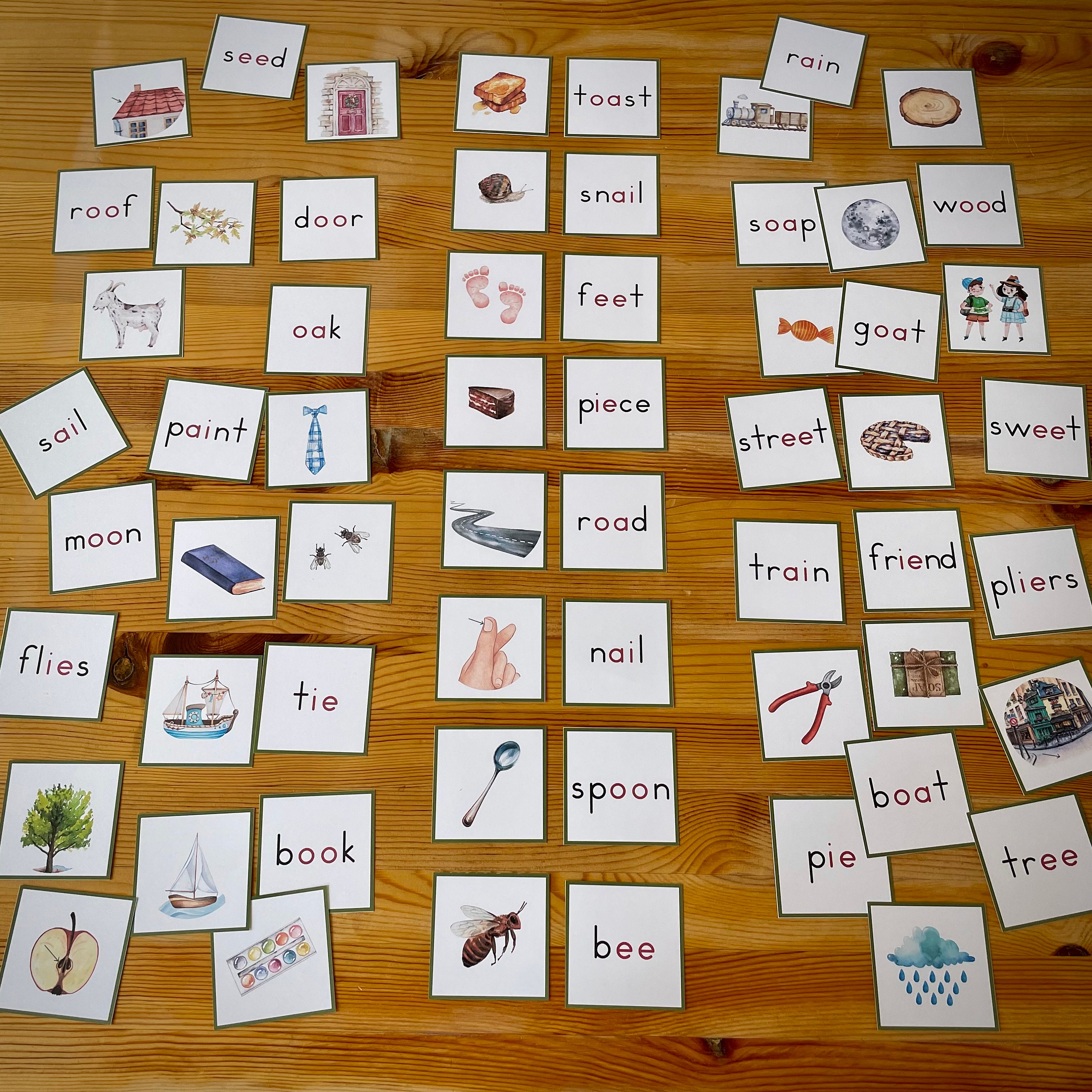 Montessori Printable Digraph Cards for Matching Activity. - Etsy