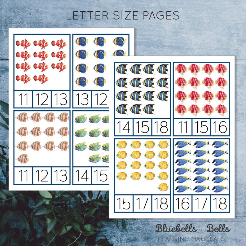 Ocean Count and Clip Cards 11-20. Preschool Math Printable. Homeschool ...