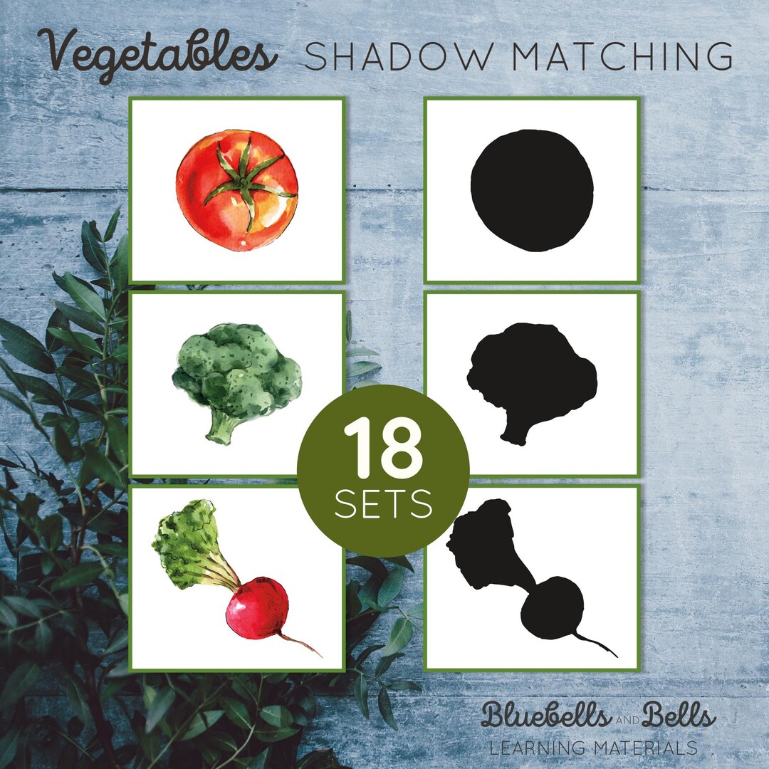 Vegetables Printable Shadow Matching Cards. Montessori Toddler Activity ...