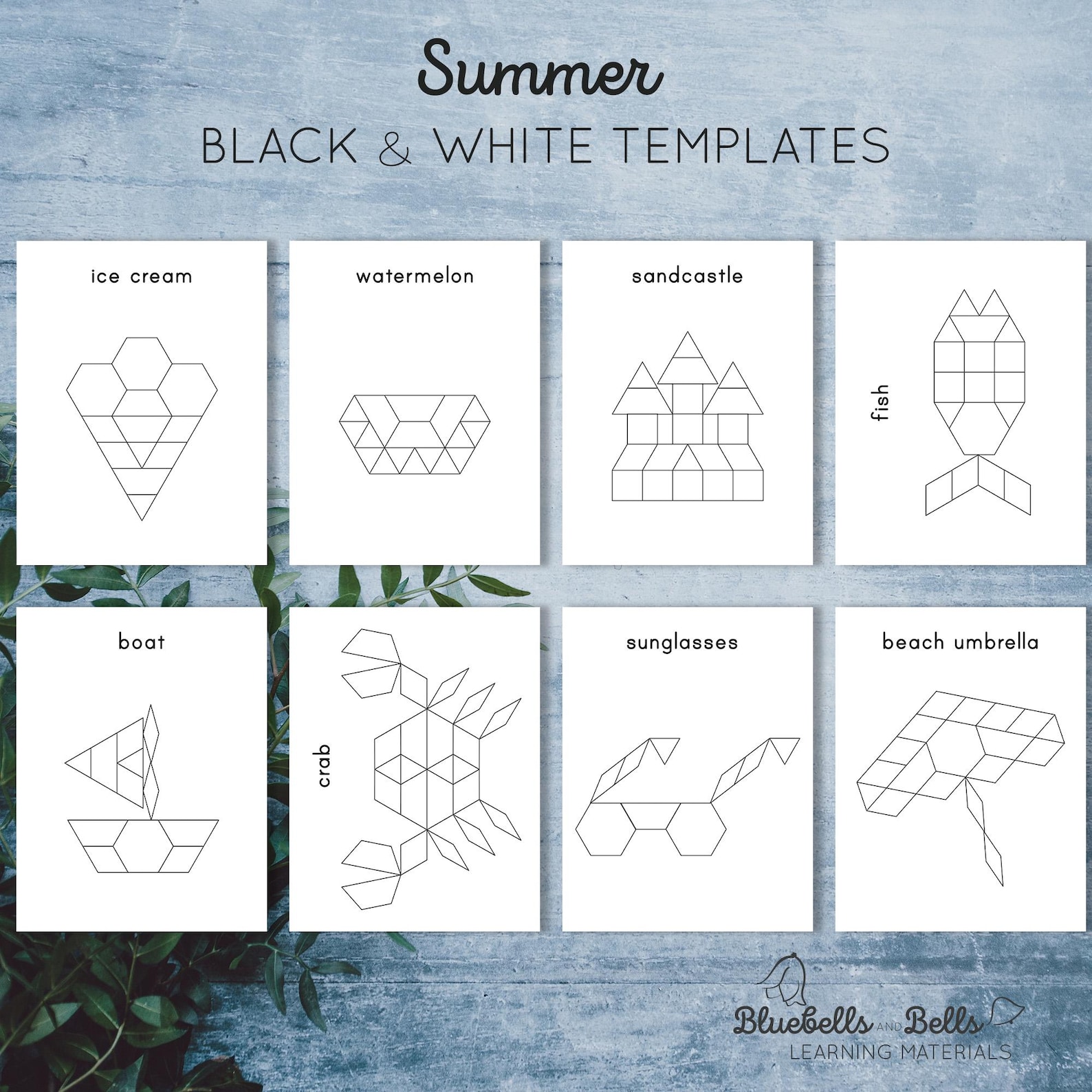 Summer Pattern Blocks Templates. Summer Printable Preschool and ...