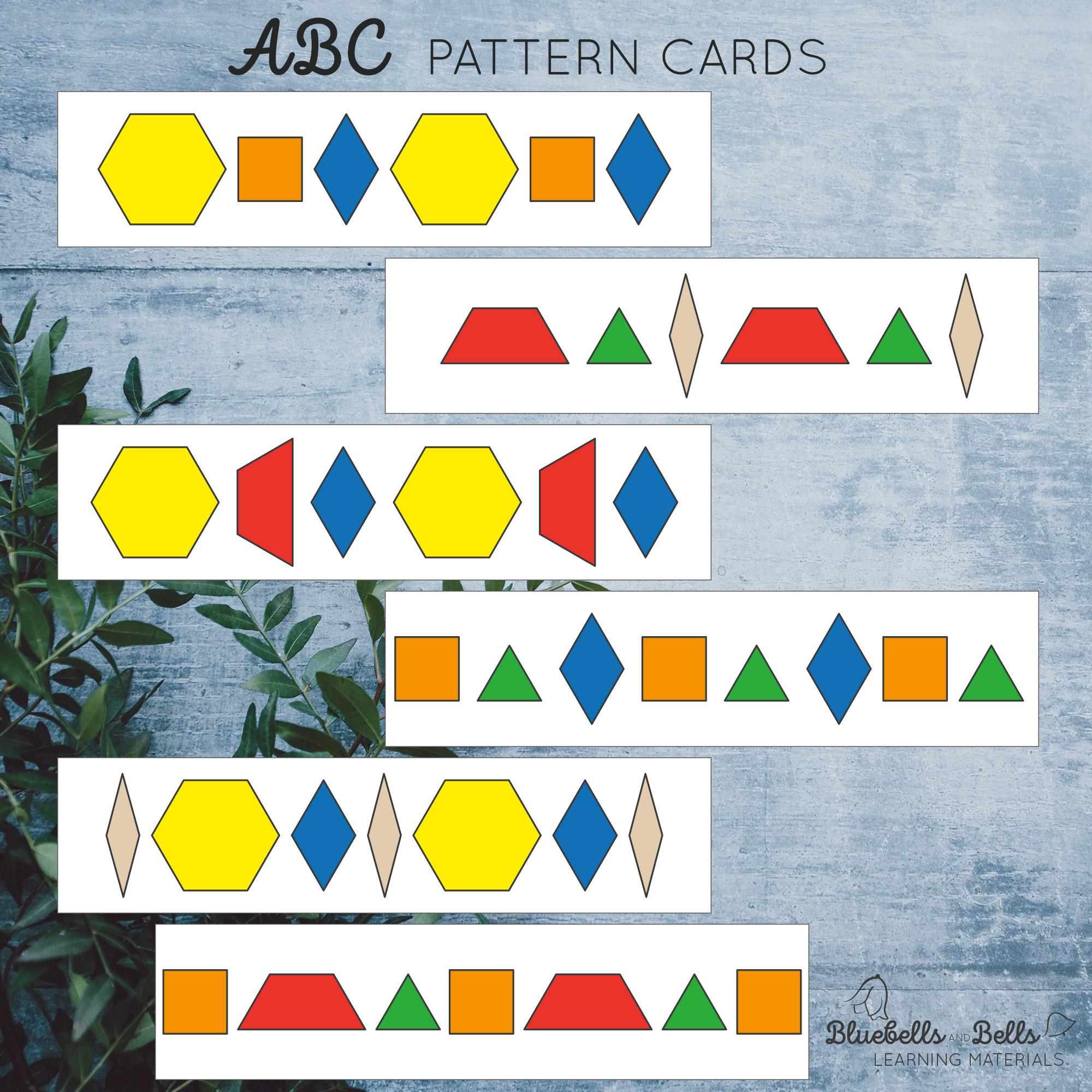 Math Patterns With Pattern Blocks For Preschool And Kindergarten Etsy
