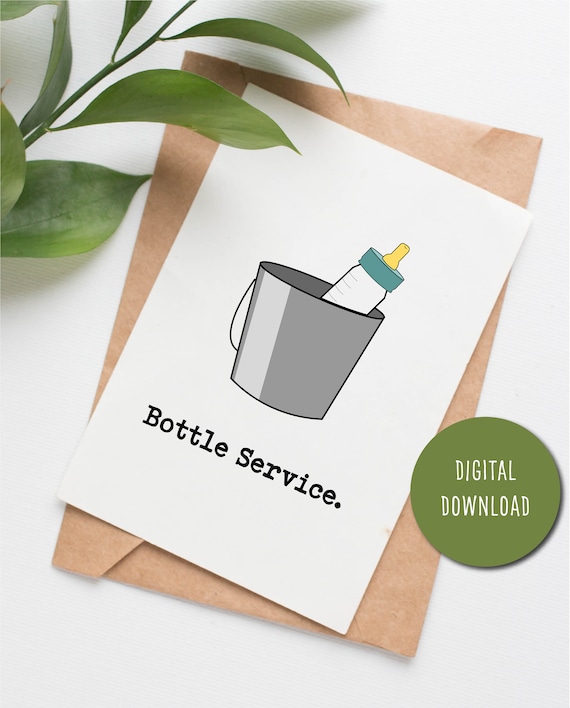 PRINTABLE Bottle Service Funny Baby Shower Card Digital | Etsy